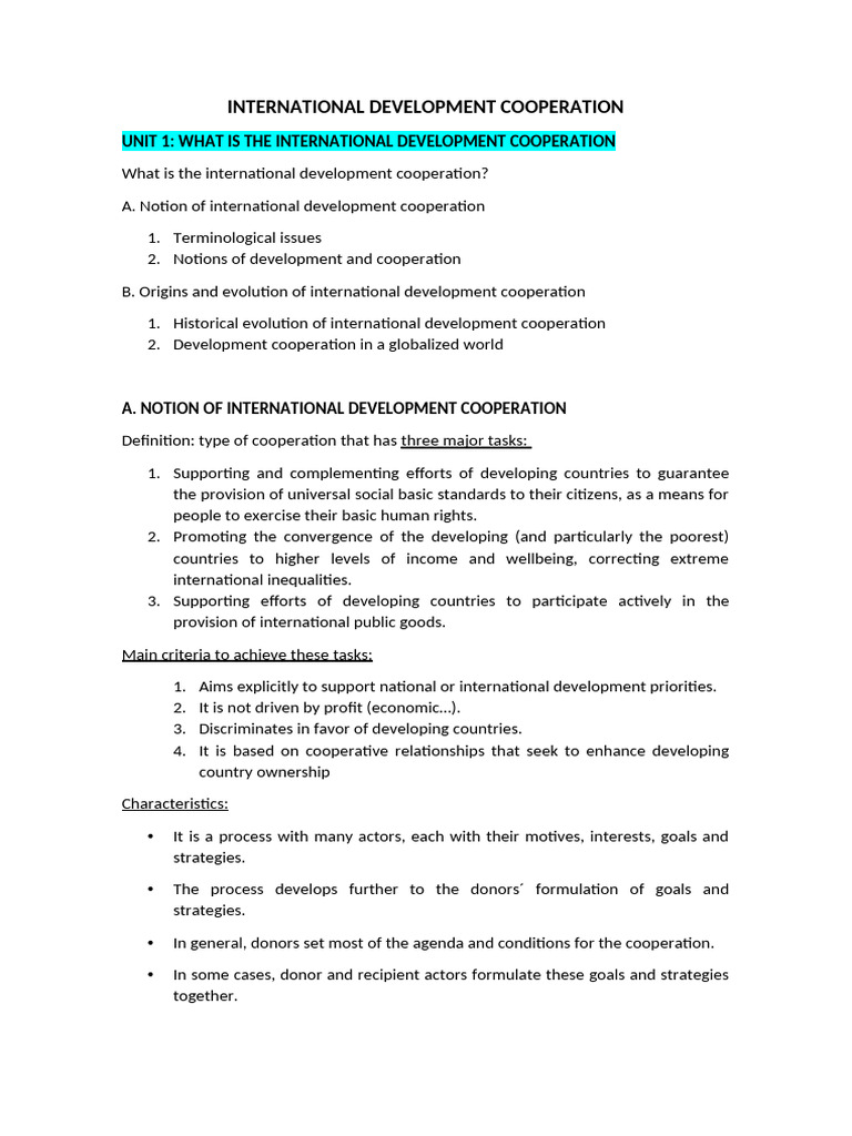 International Development Cooperation | PDF
