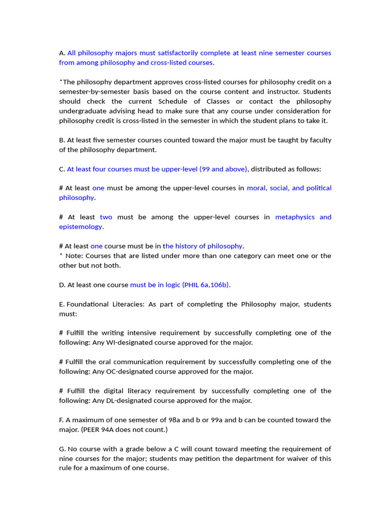 Phil Major Requirements | PDF