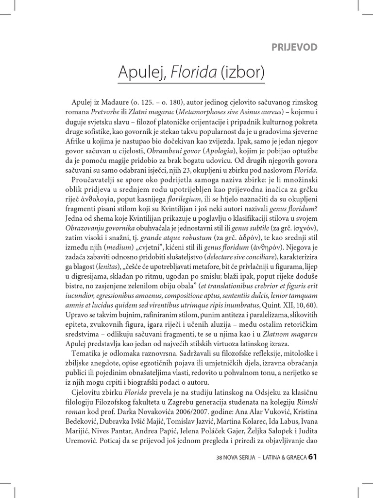 Prijevod Apulej Florida | PDF