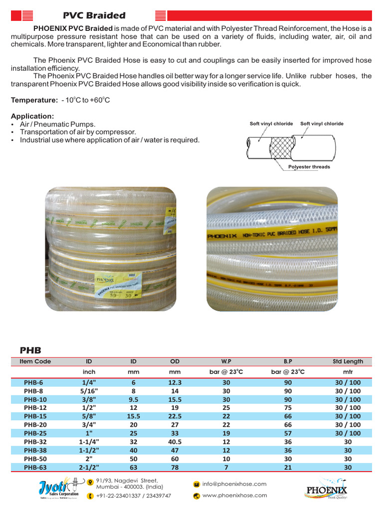 Phoenix PVC Nylon Braided Hose | PDF | Polyvinyl Chloride | Hose