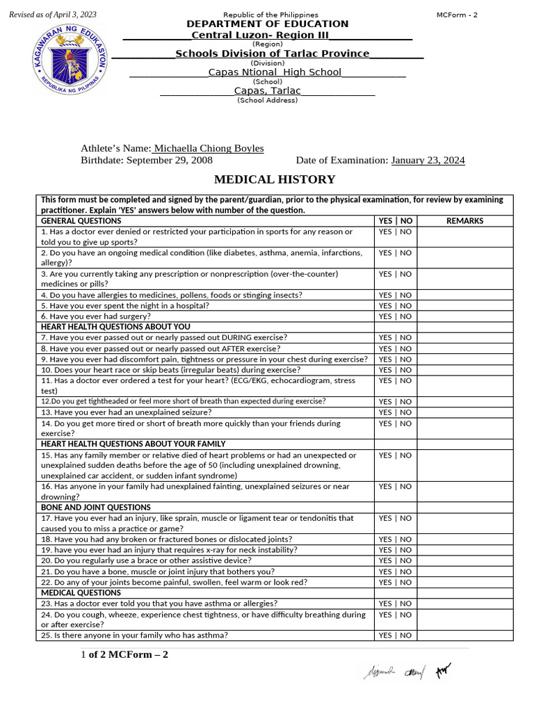 Parental Consent Medical PDF