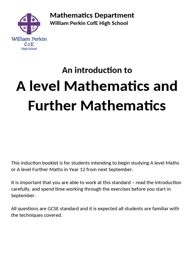 Maths and FM Induction Booklet 2024 25 | PDF