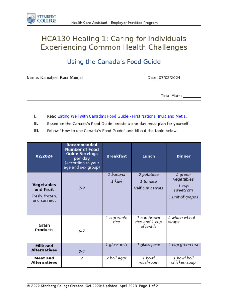 Using Canada - S Food Guide | PDF