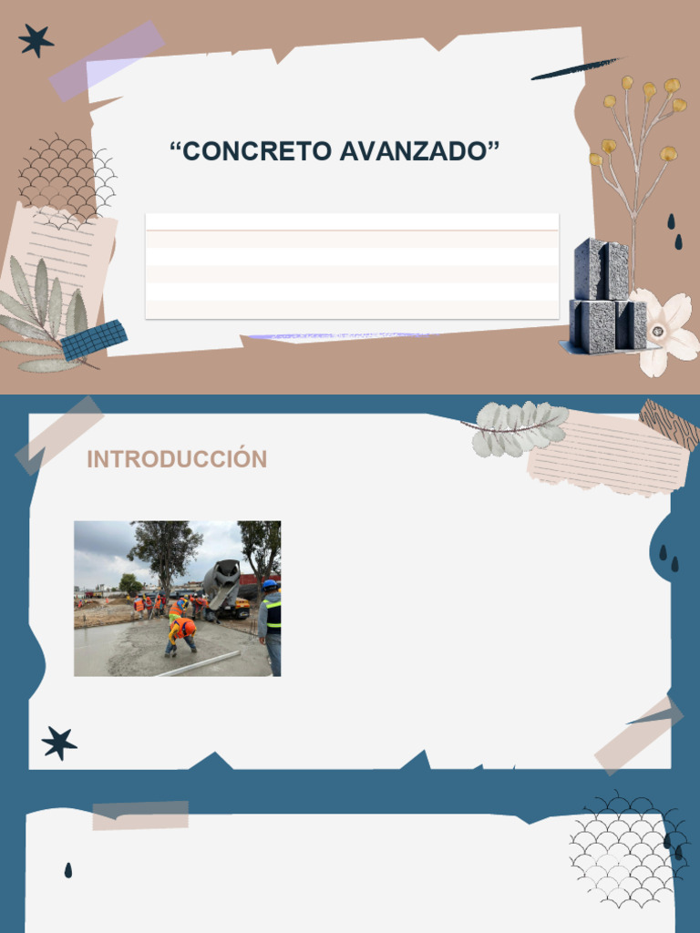 Pia Presentacion. Concreto Avanzado 1 | PDF | Hormigón | Materiales