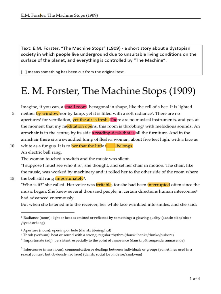 The Machine Stops by E M Forster | PDF