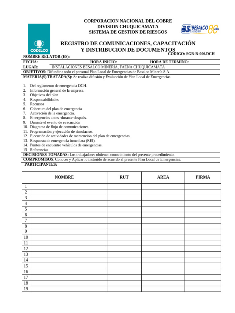 R-006 PGF-PM-001 Emergencia | PDF