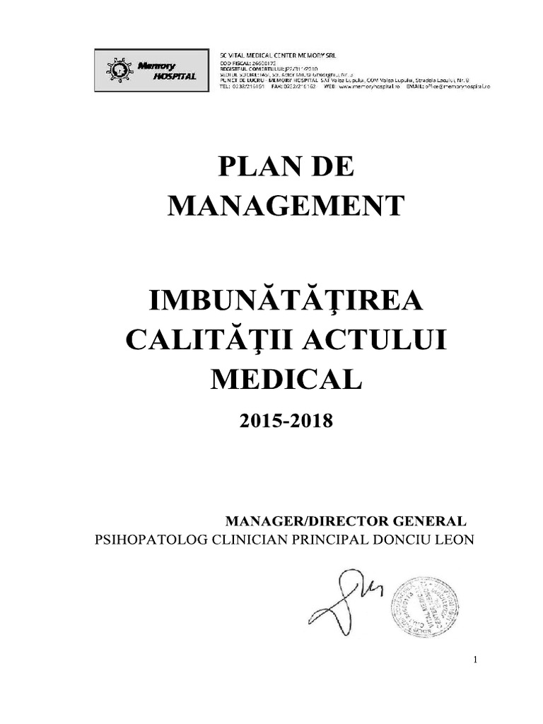 Plan de Management Spital | PDF