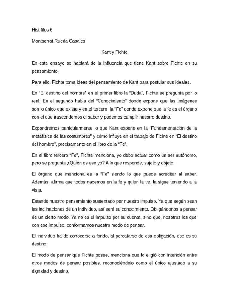 Kant y Fichte | PDF
