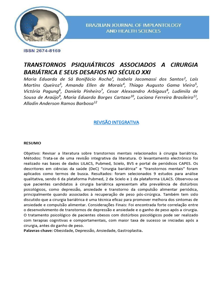Cirurgia Bariátria Pré E Pós Operatório Pdf
