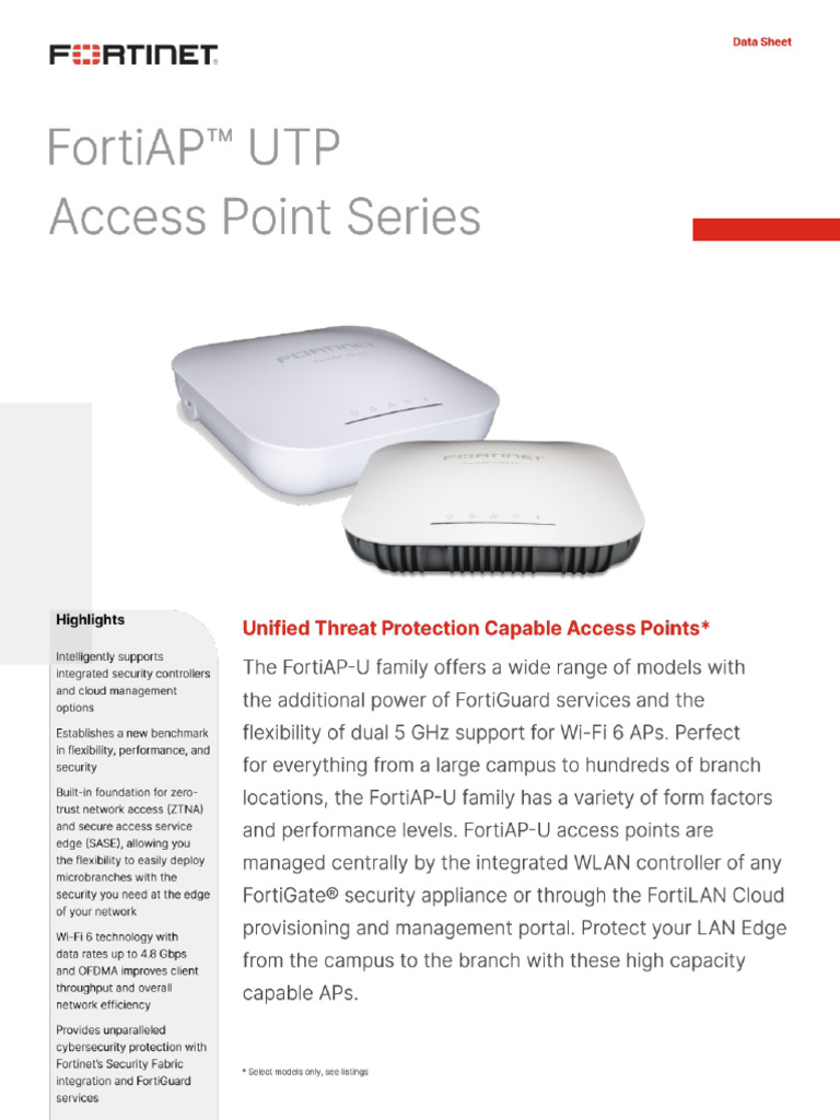 FortiAP UTP Access Point Series Data Sheet - Fortiap-U-Series | PDF