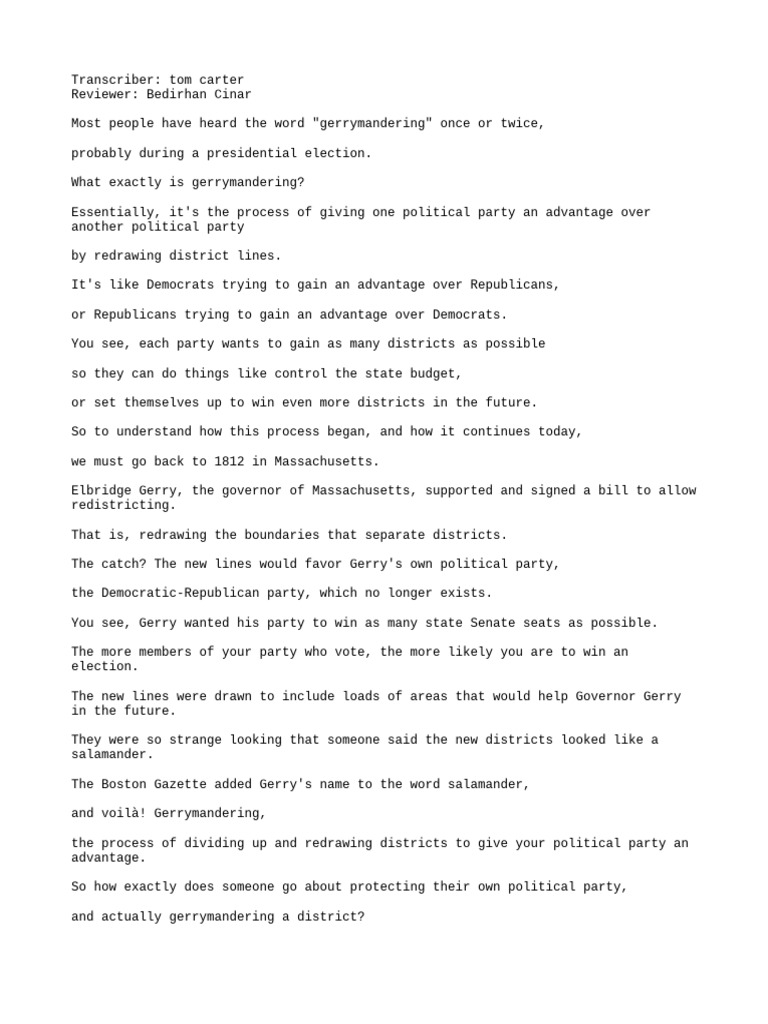 (English) Gerrymandering - How Drawing Jagged Lines Can Impact An ...