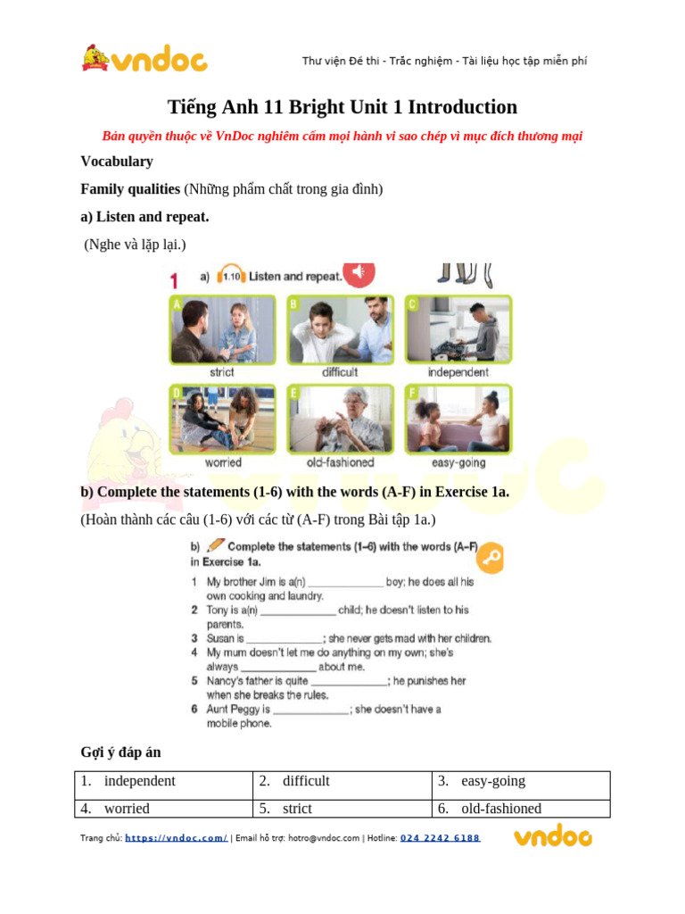 Tieng Anh 11 Bright Unit 1 Introduction | PDF