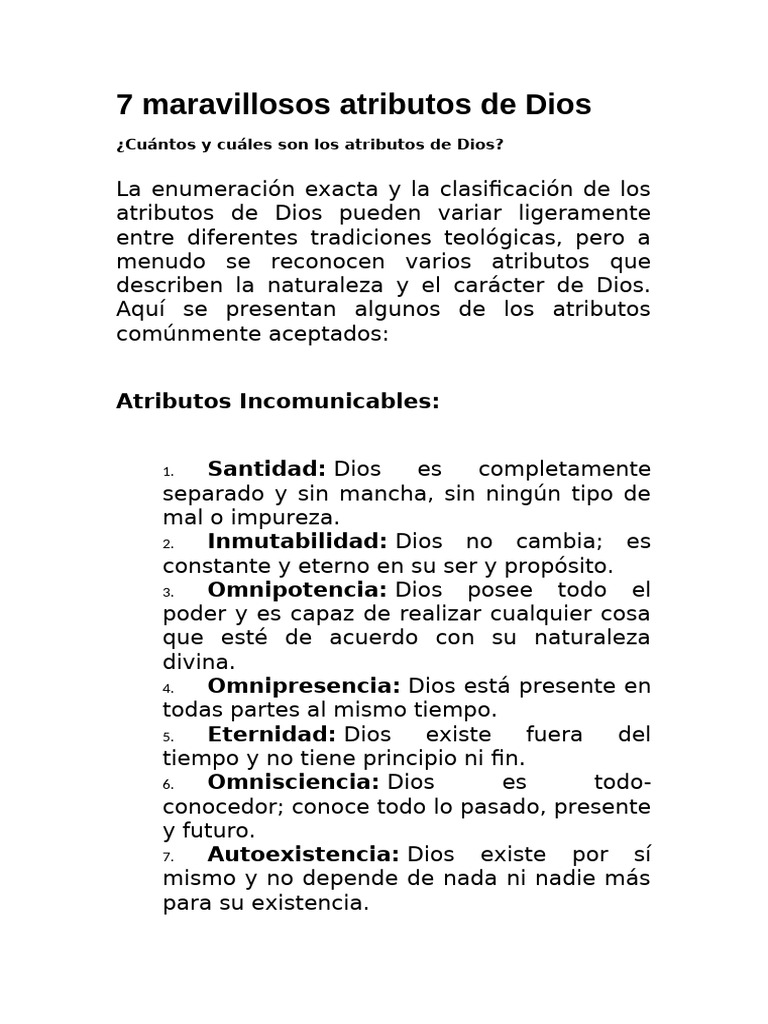 Atributos de Dios 7 | PDF | Dios | Amor