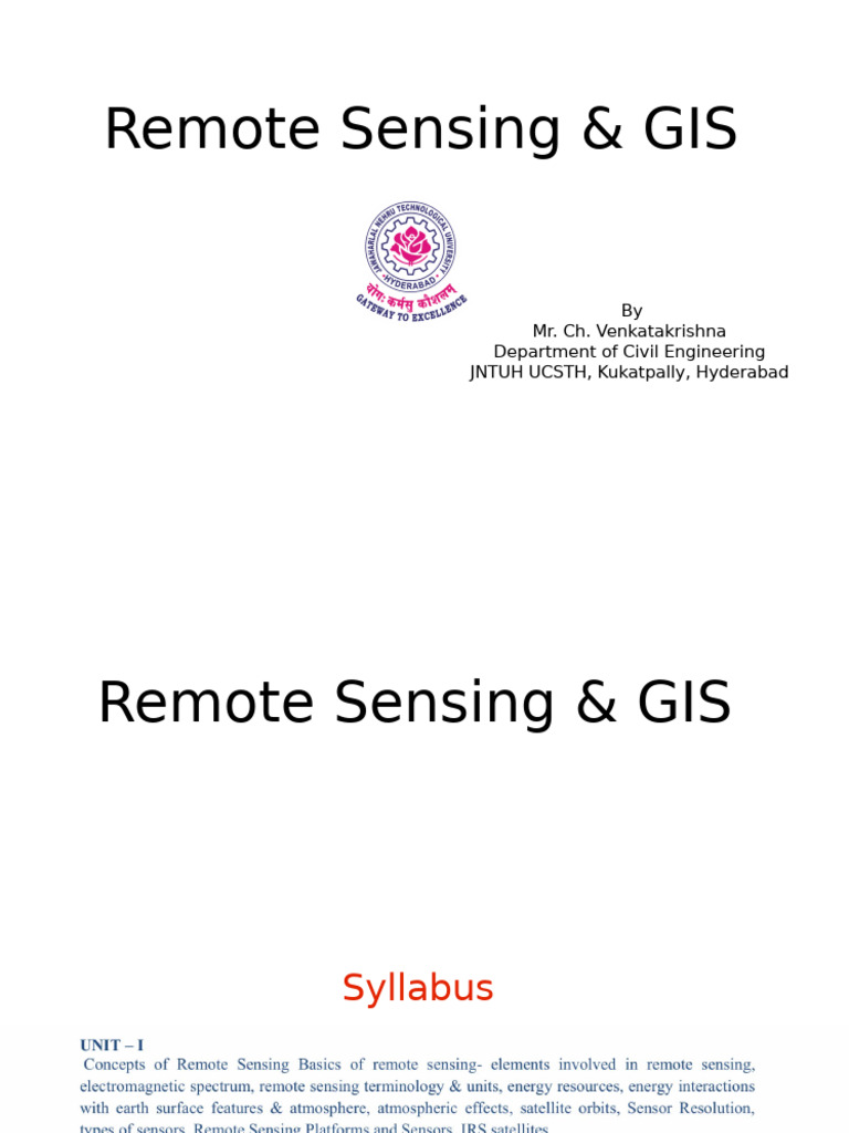 RS & GIS Unit 2 Part 1-1 | PDF