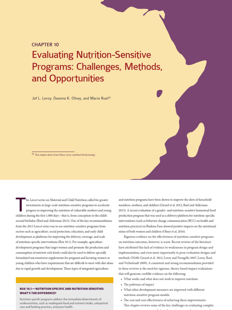 Evaluating Nutrition Sensitive Programs Challenges Methods and ...