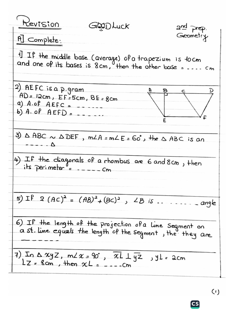 Final Rev. Geom 2nd Prep | PDF