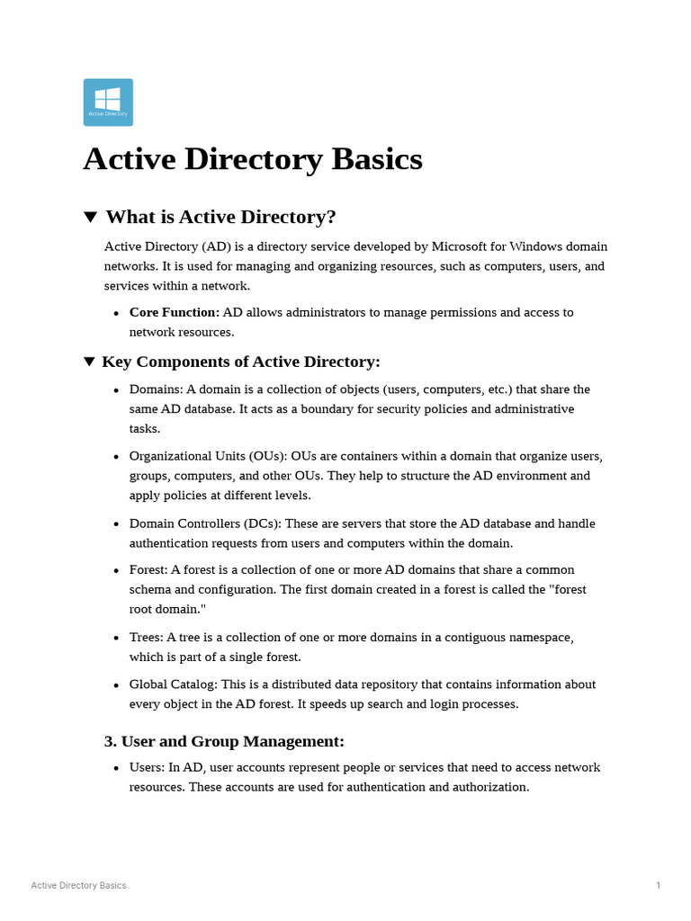 Active Directory Basics | PDF