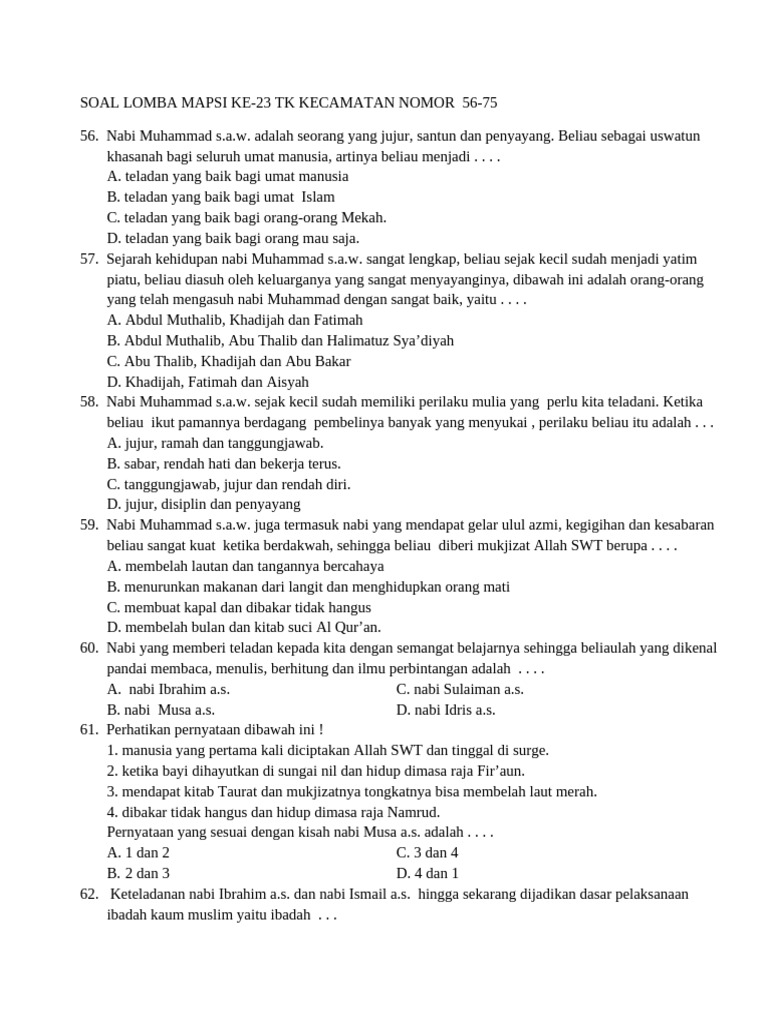 Soal56-75 Lomba Mapsi Ke 24 | PDF