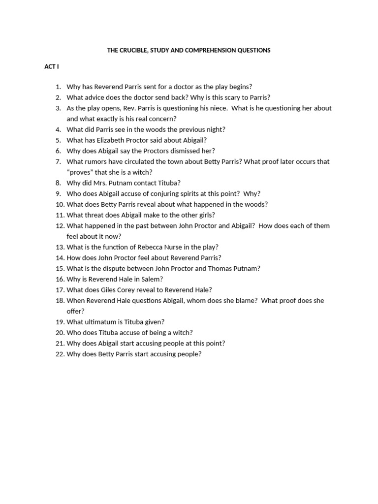 The Crucible Questions - Doc - Christina Verton | PDF