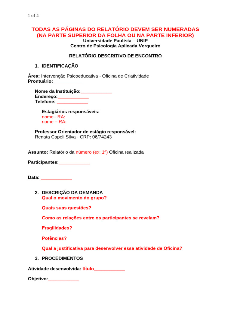 Modelo Relat. Encontro OC Parcial | PDF