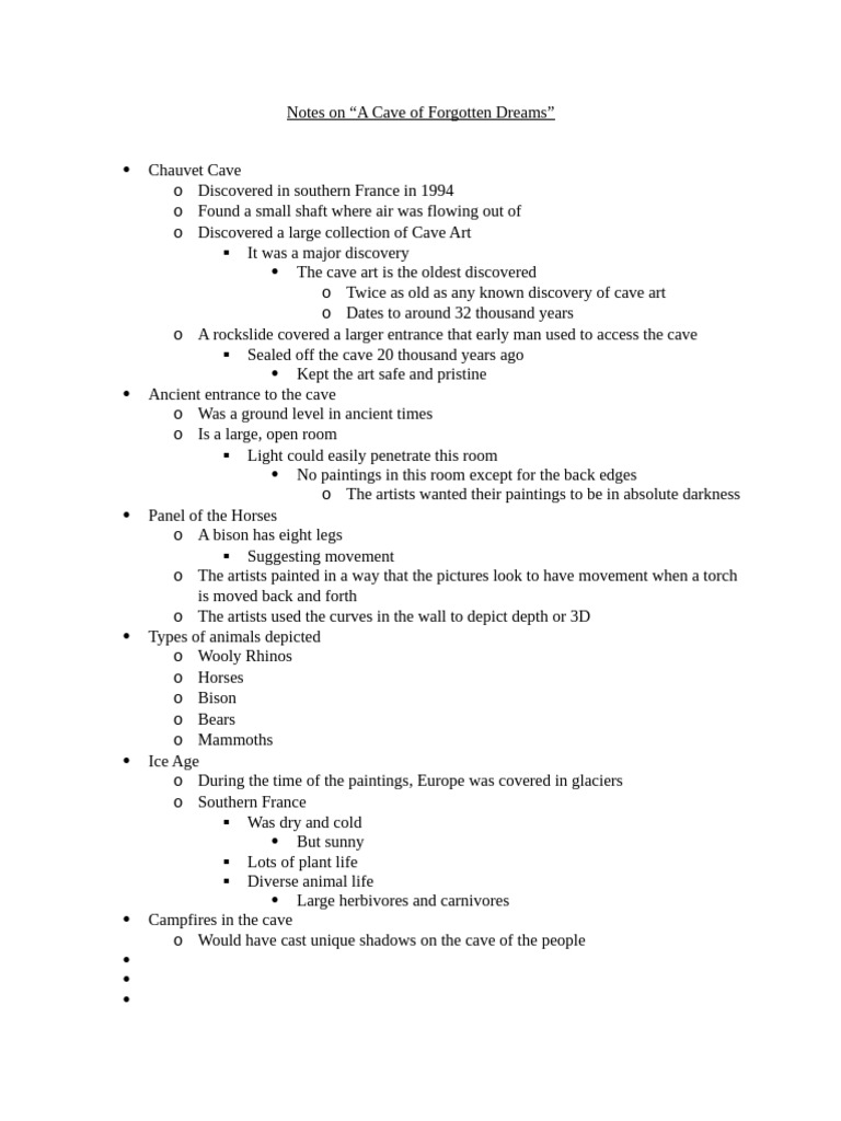 Notes On - Cave of Forgotten Dreams | PDF