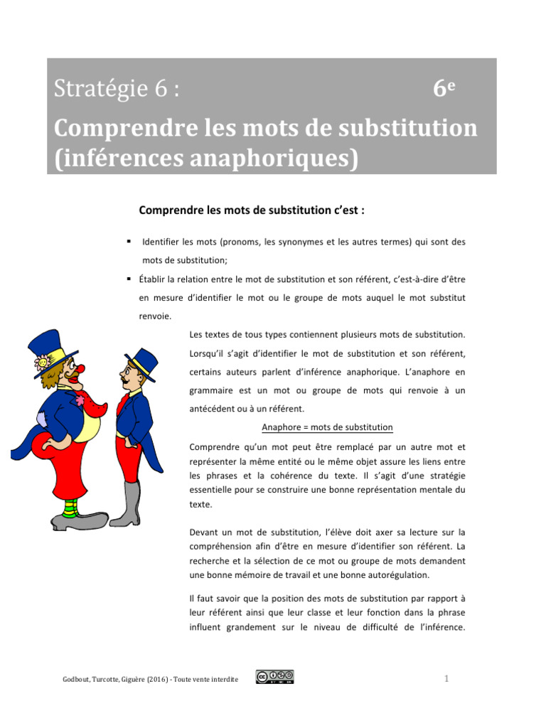Strategie-6 Mots de Substitution 6e Juin 2016 | PDF