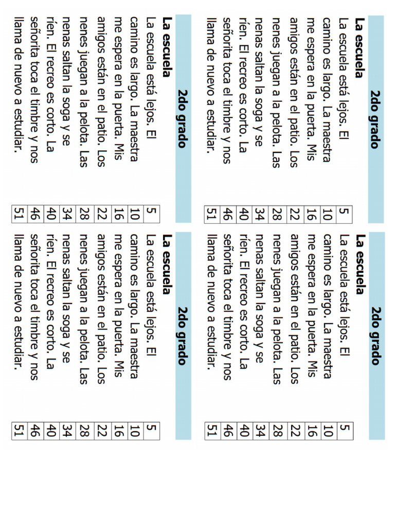 Textos Fuidez Imprimir Segundo | PDF