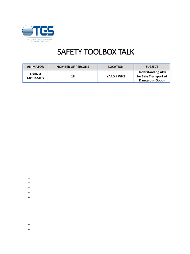 Understanding ADR For Safe Transport of Dangerous Goods | PDF