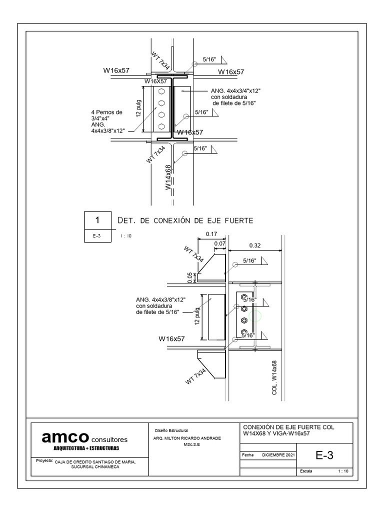 CONEXIONES PLAZA COMERCIAL USU - Plano - E-3 - CONEXIÓN DE EJE FUERTE ...