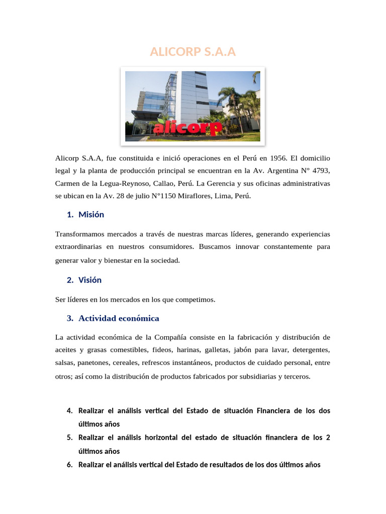 Trabajo Final-Alicorp S.A.A - Grupo N°3 | PDF | Sector privado | Negocios
