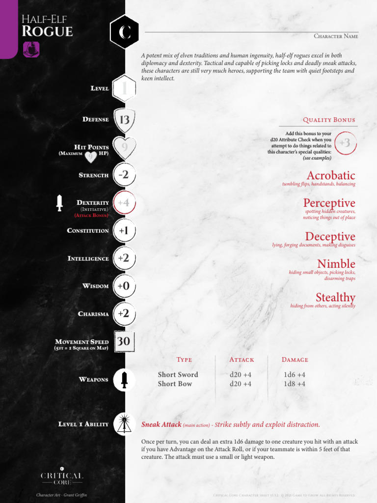 Character Sheet - Rogue - BLANK | PDF