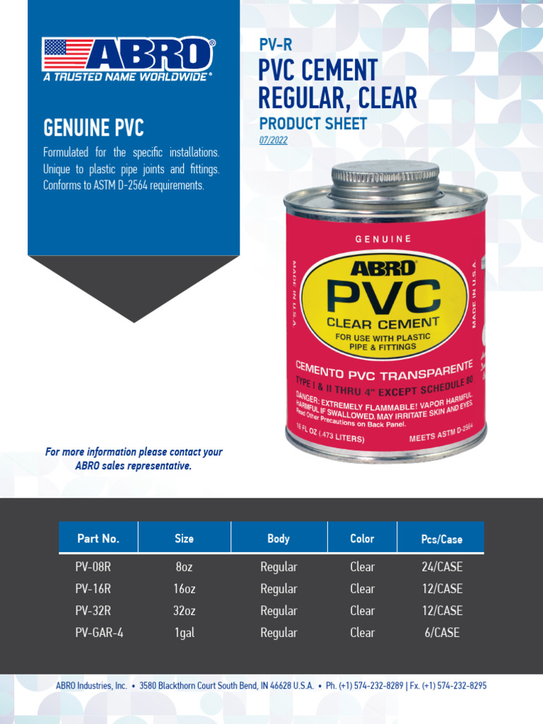 PVC Regular Clear Cement Sellsheet 2022 | PDF