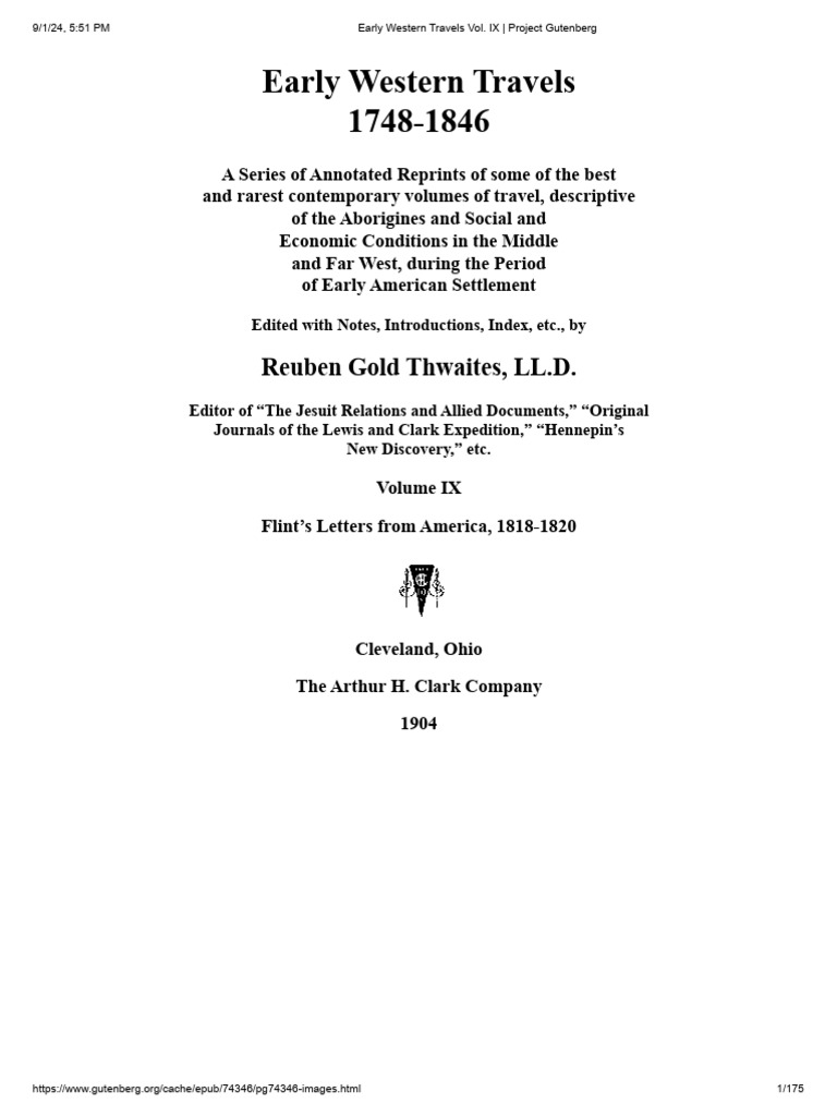 Early Western Travels Vol. IX - Project Gutenberg | PDF