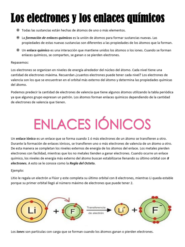 Los Electrones y Los Enlaces Químicos | PDF