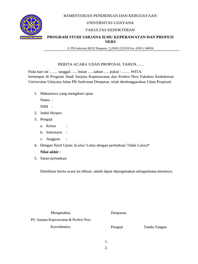 Form Berita Acara Ujian | PDF