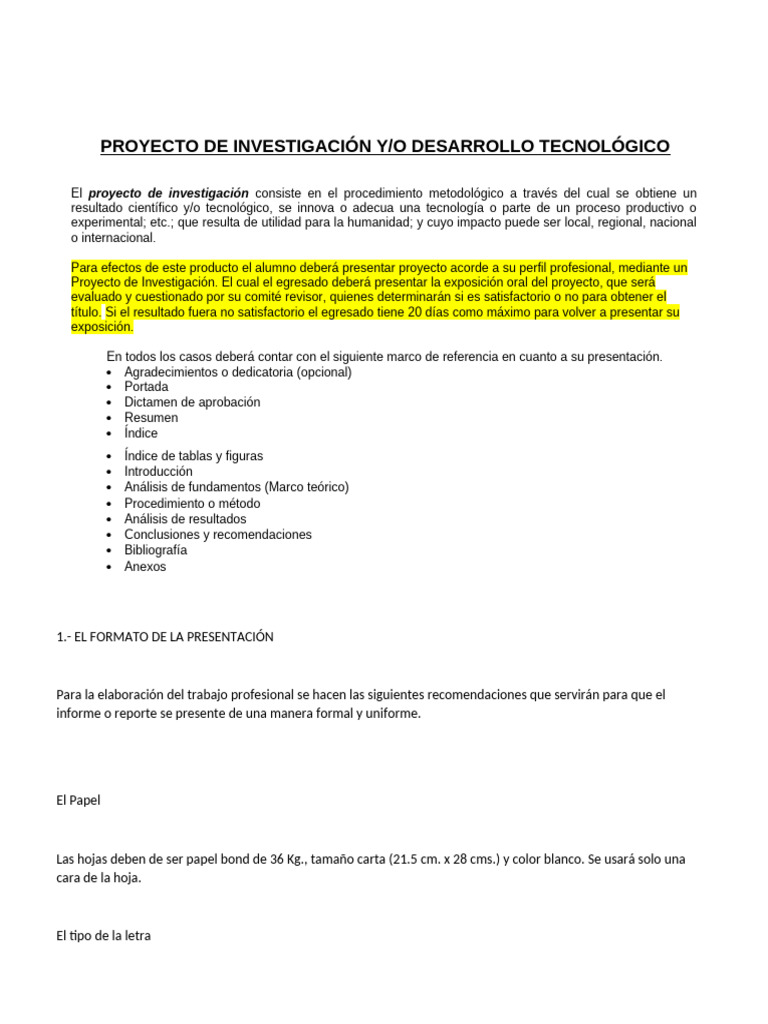 Estructura Proyecto de Inv. | PDF