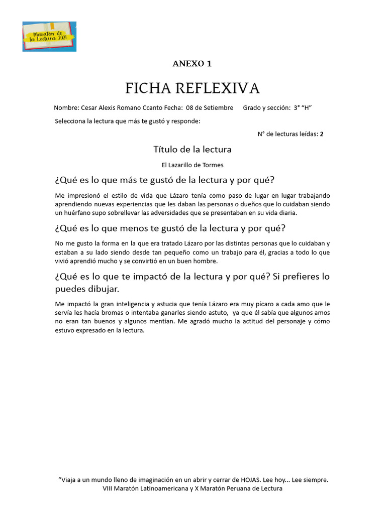 Ficha Reflexiva | PDF