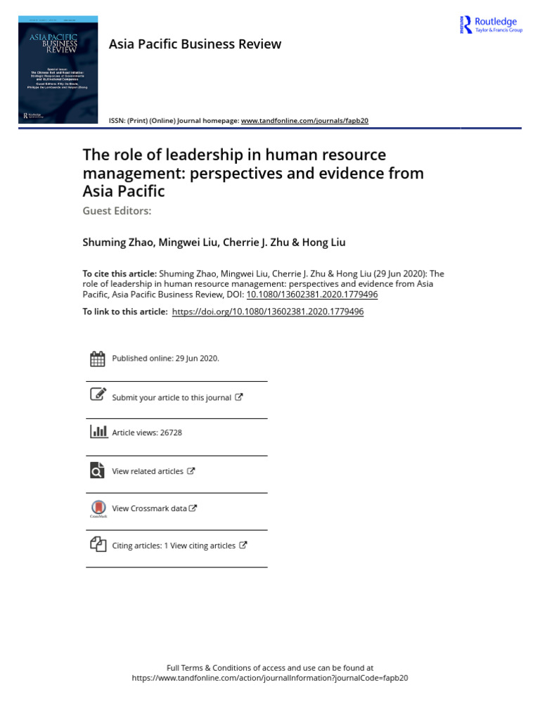 The Role of Leadership in Human Resource Management Perspectives and ...