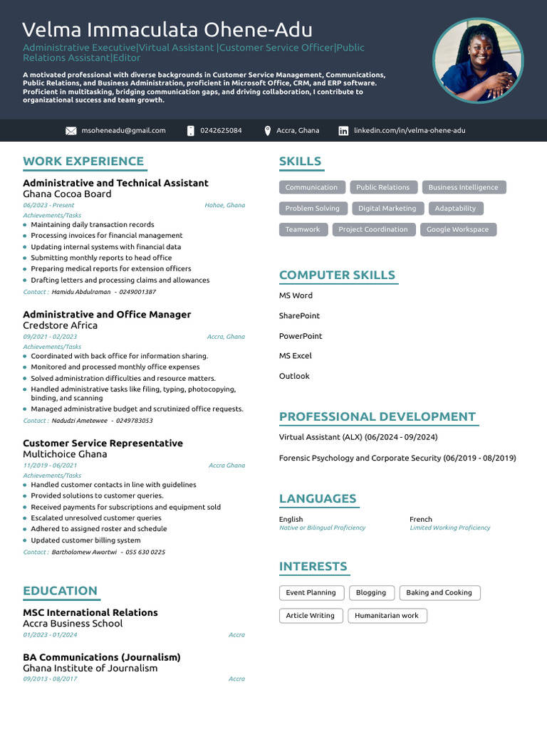 Velma Ohene-Adu (Resume) | PDF