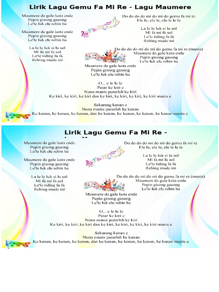 Lirik Lagu Gemu Fa Mi Re | PDF