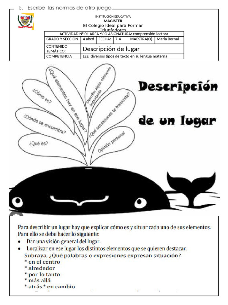 Descripcion de Lugar 4to Grado | PDF