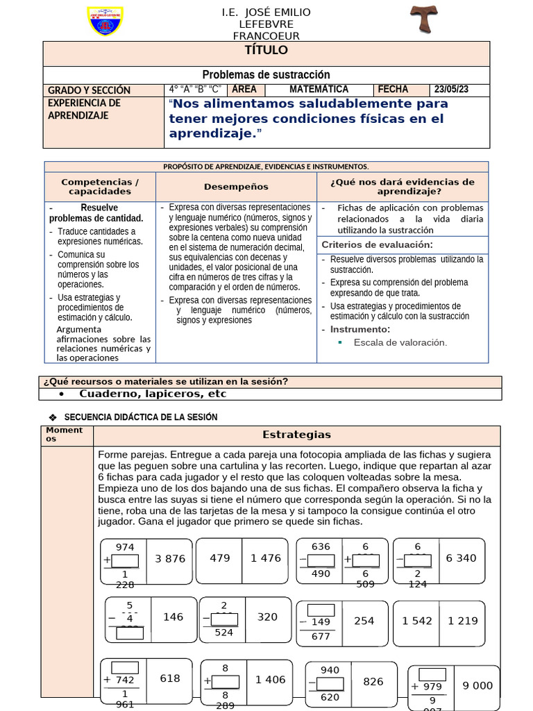 Sesión Matematica 23 Mayo | PDF