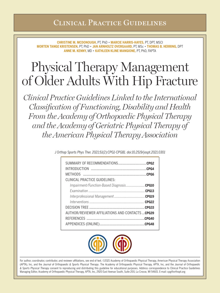 Physical Therapy Management of Older Adults With Hip Fracture Clinical ...
