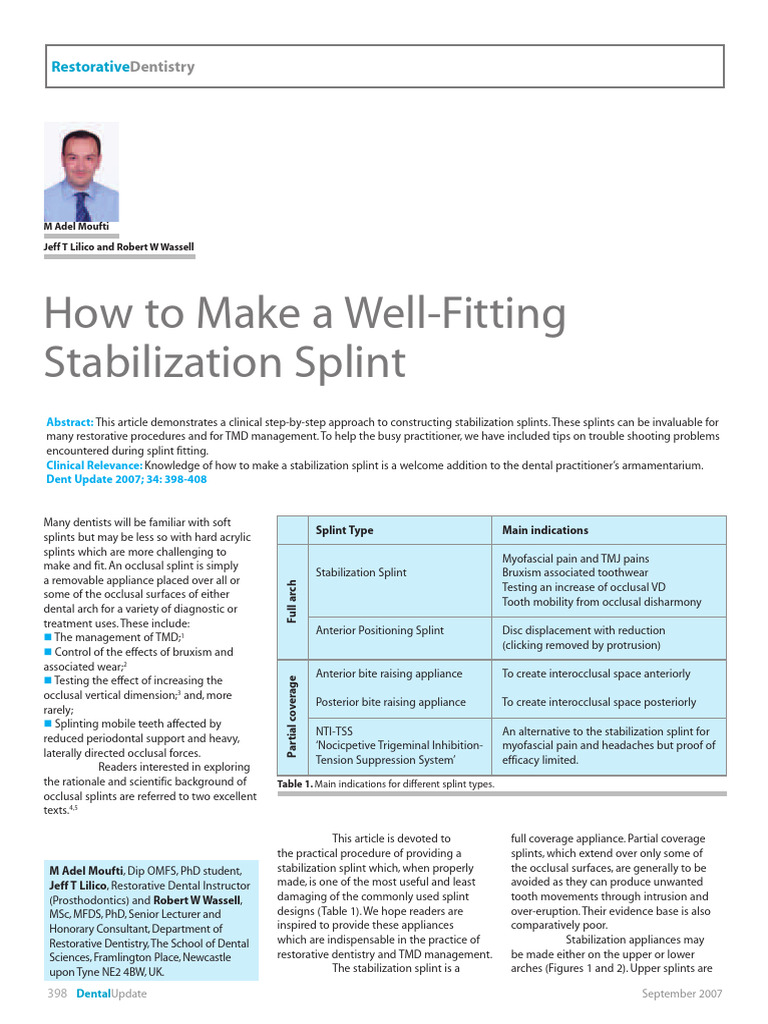 How To Make A Well-Fitting Stabilization Splint | PDF | Dentistry ...