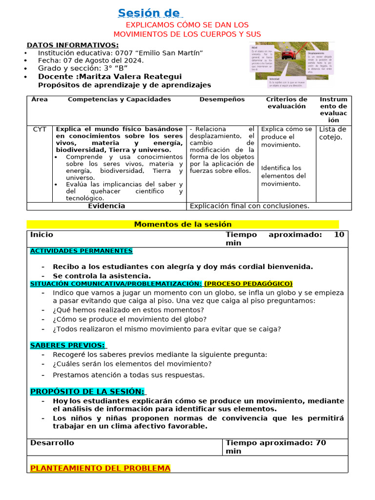 3 Sesión Día 2 Cyt Explicamos Cómo Se Dan Los Movimientos De Los