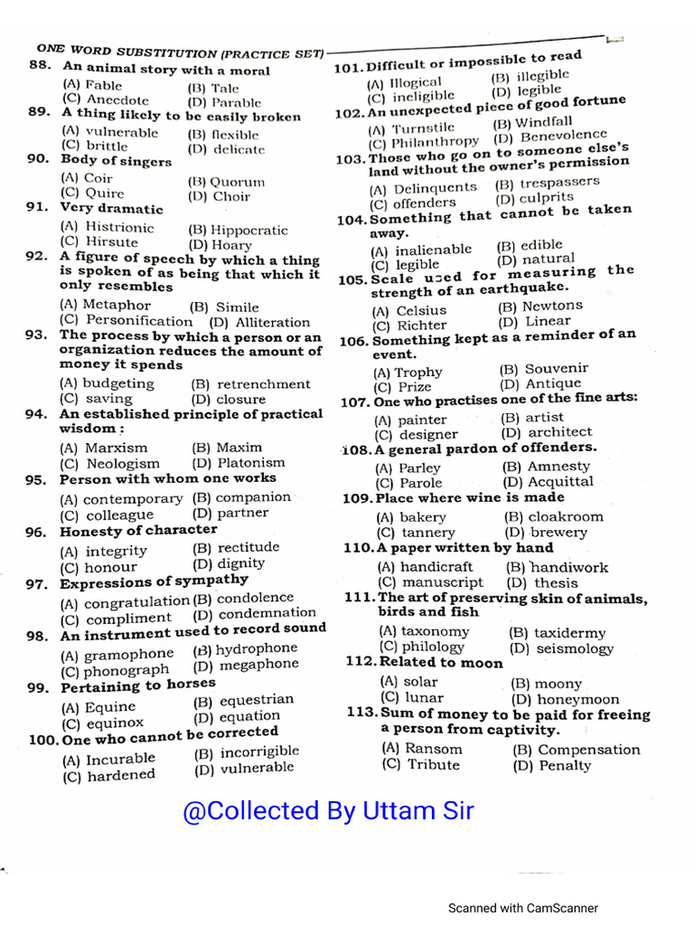 One Word Practice Set 0003 | PDF