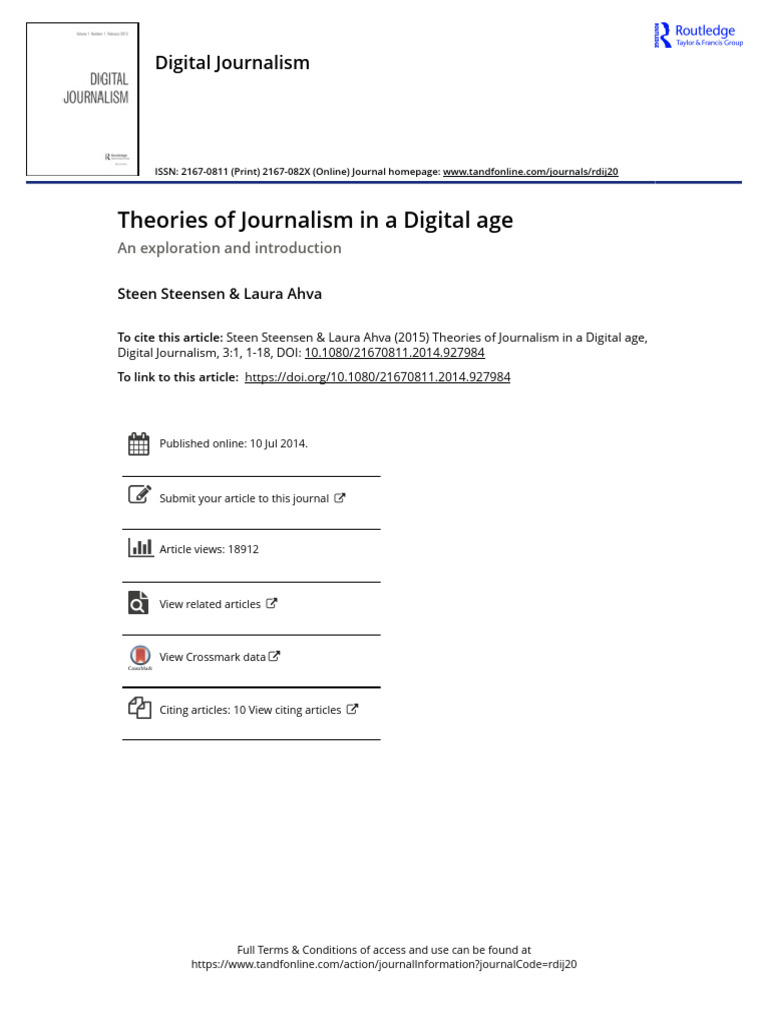 Theories of Journalism in A Digital Age | PDF