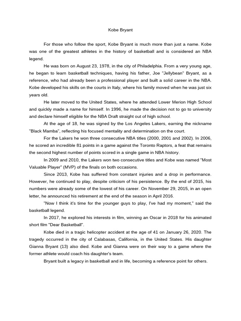 Biografia - Kobe | PDF