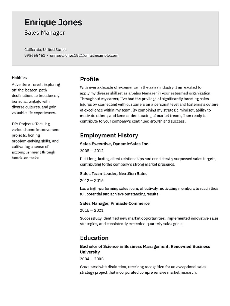 Enrique Jones CV | PDF | Cognition | Business