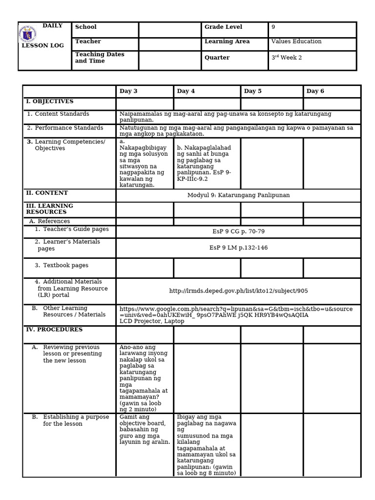 3rd Quarter ESP 9 Module 1 Week 2 Up | PDF | Cognitive Science | Career & Growth
